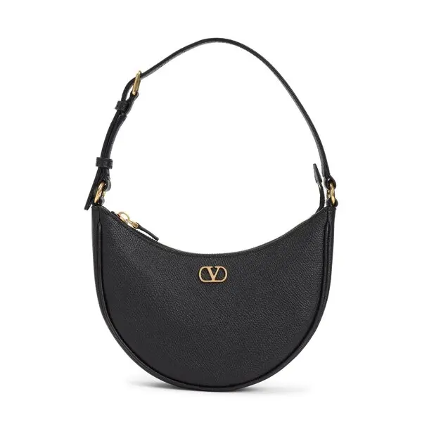Valentino Garavani Mini Hobo V Logo Signature Handbag - Black
