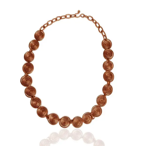 ANATOLIACRAFT Copper Spiral Collar Necklace - Brown