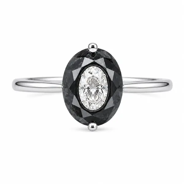 ARTISAN White / Black 18k White Gold Black & White Diamond Solitaire Ring
