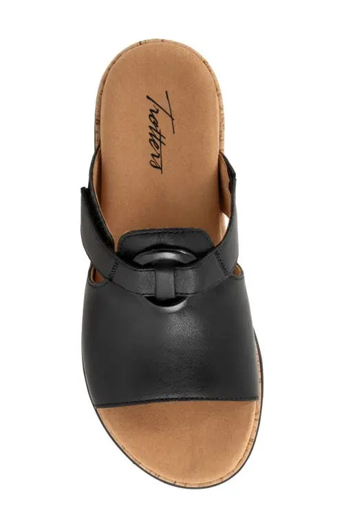 Trotters Ginnie Platform Wedge Slide Sandal - Black