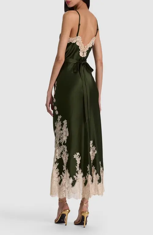 Alice + Olivia Julietta Lace Trim Slip Midi Dress
