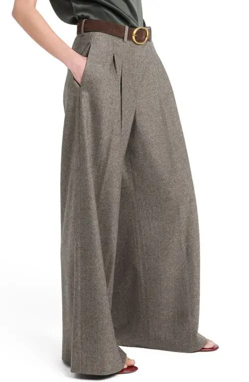 TWP Avery Herringbone Wool Blend Wide Leg Pants