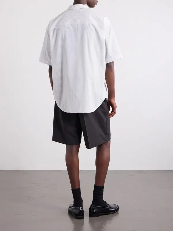 WTAPS Logo-appliquéd Striped Poplin Shirt
