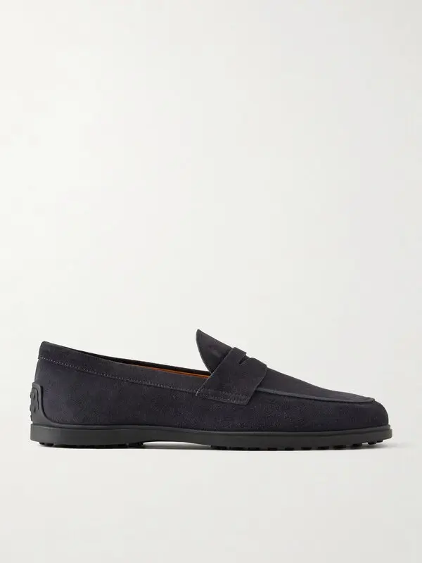 TOD'S Suede Penny Loafers - Gray