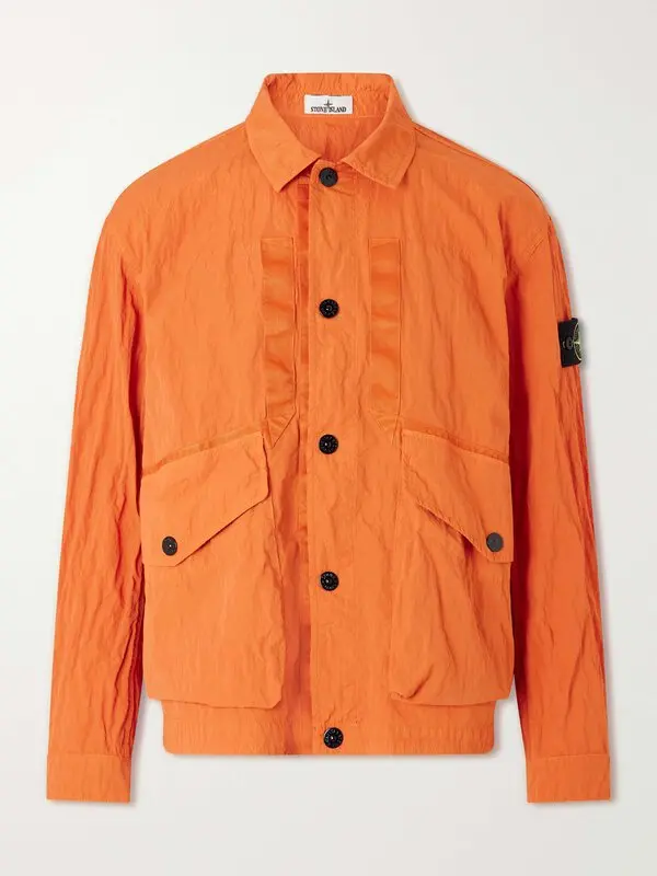 Stone Island Logo-appliquéd Padded Garment-dyed Crinkled-shell Jacket