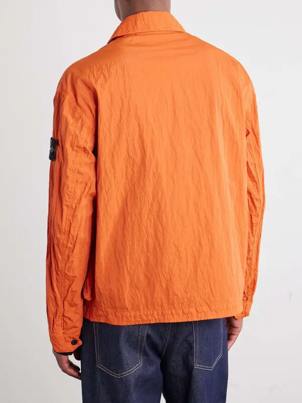Stone Island Logo-appliquéd Padded Garment-dyed Crinkled-shell Jacket