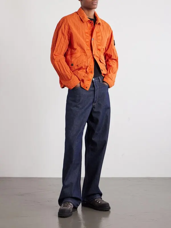 Stone Island Logo-appliquéd Garment-dyed Crinkled Shell Jacket