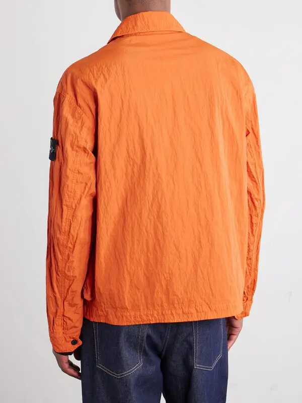 Stone Island Logo-appliquéd Garment-dyed Crinkled Shell Jacket