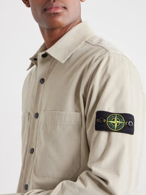 Stone Island Logo-appliquéd Cotton-corduroy Shirt