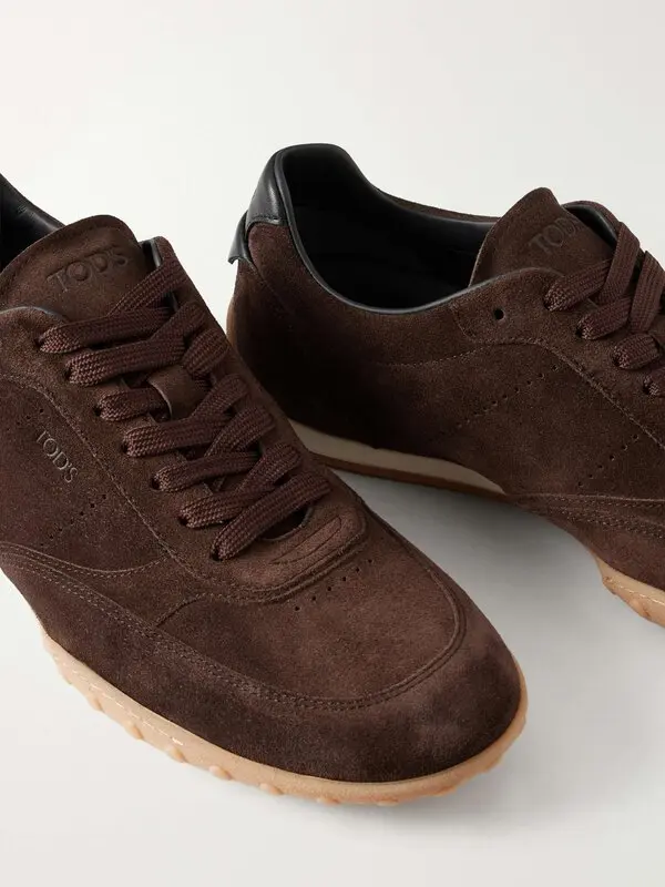 TOD'S Paneled Leather-trimmed Suede Sneakers