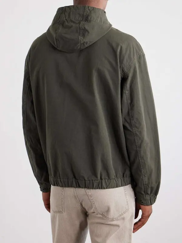 Stone Island Logo-appliquéd Garment-dyed Cotton Ripstop Hooded Jacket
