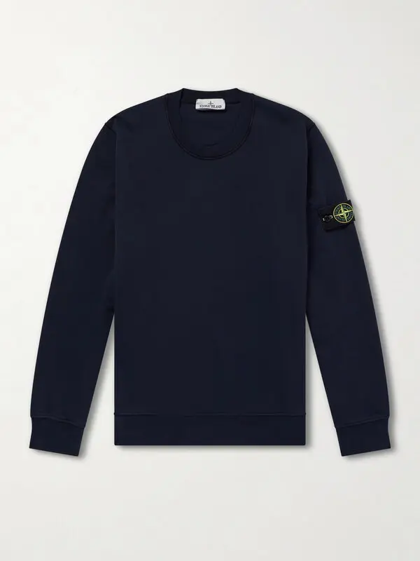 Stone Island Garment-dyed Cotton-fleece Sweatshirt - Blue