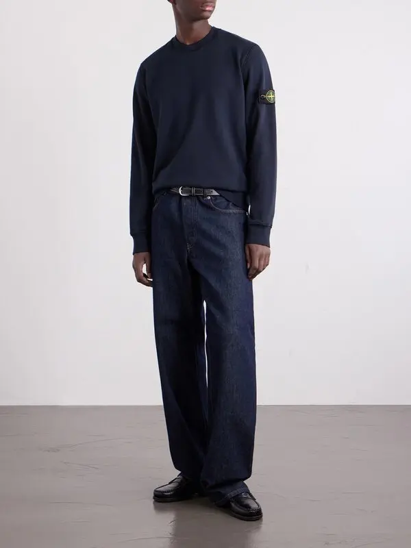 Stone Island Garment-dyed Cotton-fleece Sweatshirt - Blue