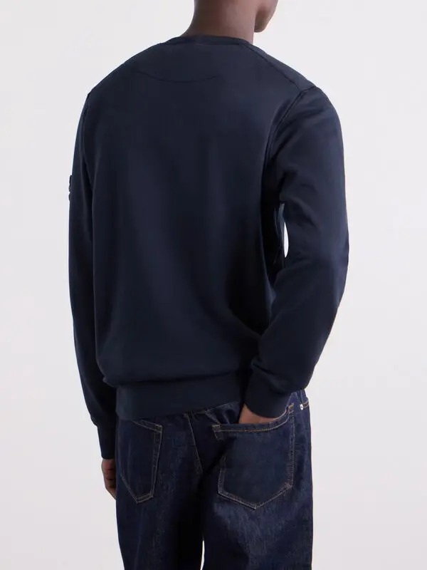 Stone Island Garment-dyed Cotton-fleece Sweatshirt - Blue