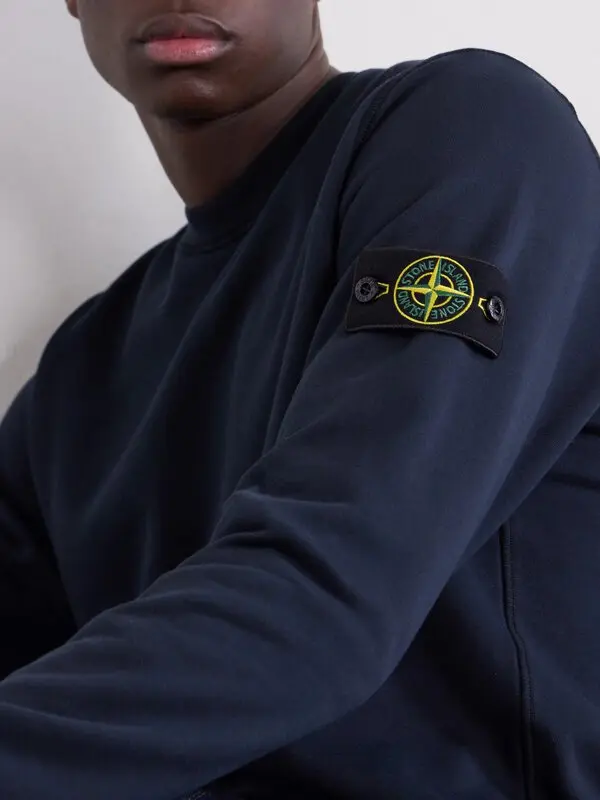Stone Island Garment-dyed Cotton-fleece Sweatshirt - Blue