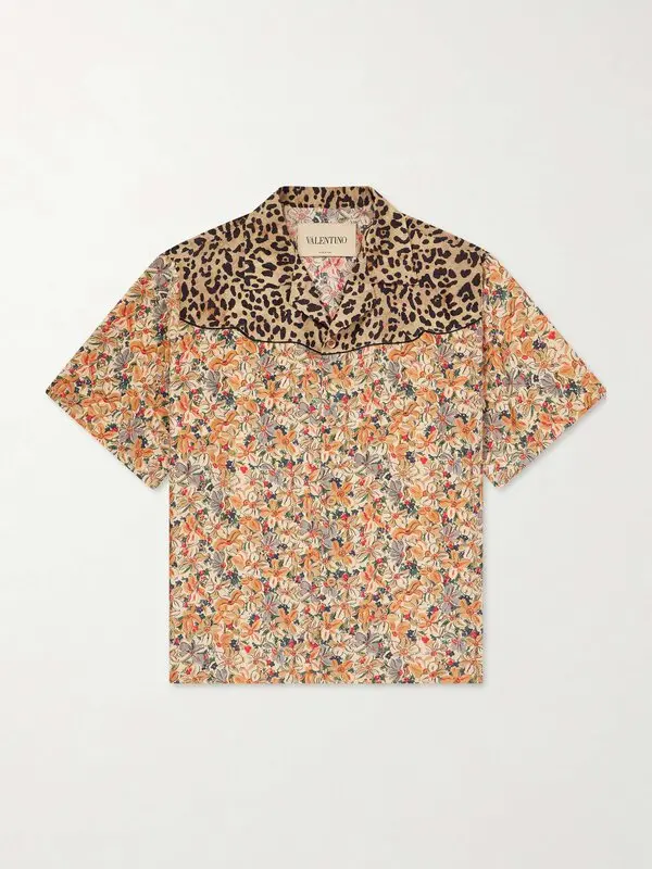 Valentino Garavani Camp-collar Printed Silk-satin Shirt
