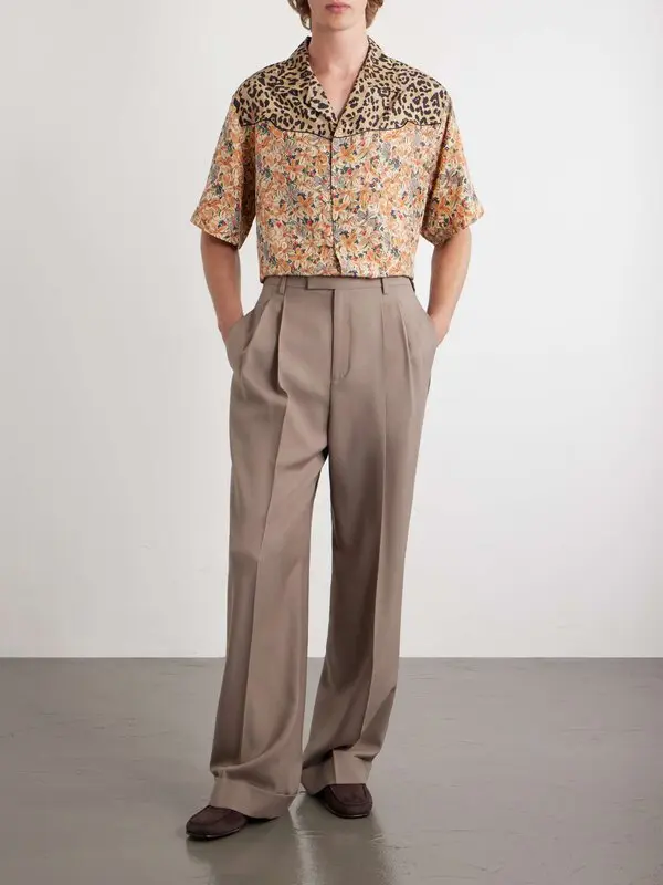 Valentino Garavani Camp-collar Printed Silk-satin Shirt