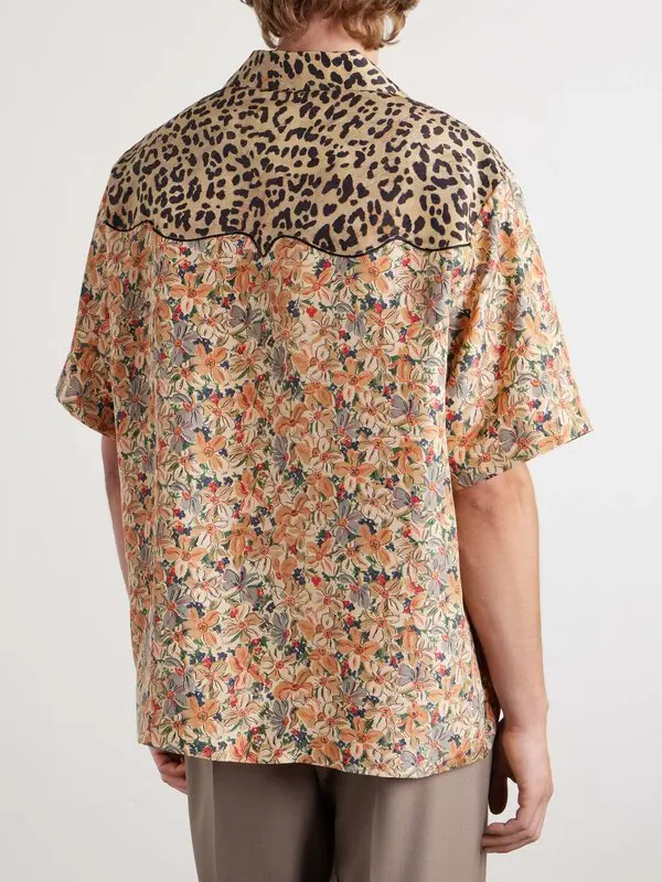 Valentino Garavani Camp-collar Printed Silk-satin Shirt