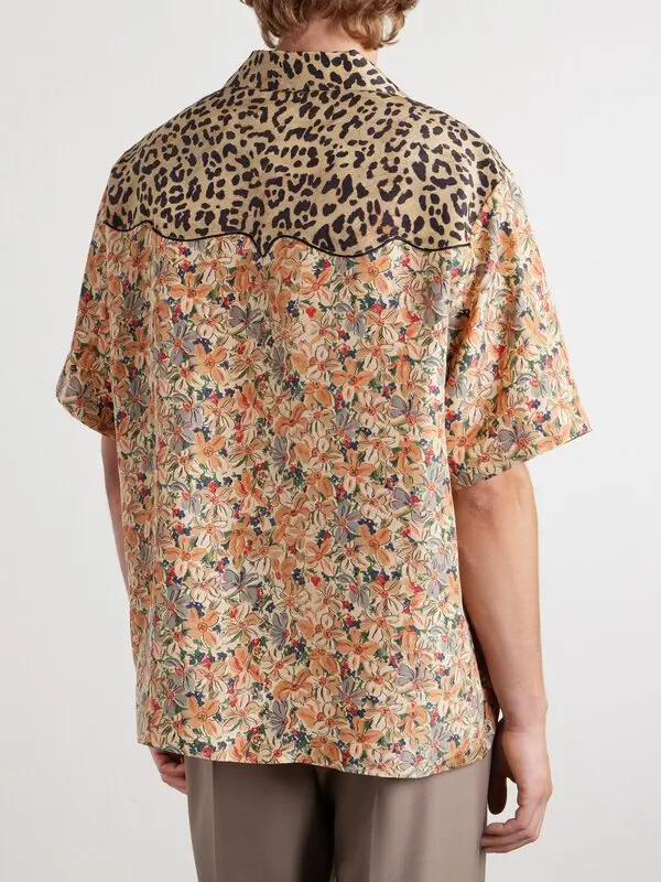 Valentino Garavani Camp-collar Printed Silk-satin Shirt