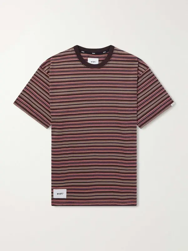 WTAPS® Logo-appliquéd Striped Cotton-jersey T-shirt
