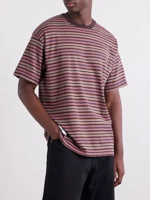 WTAPS Logo-appliquéd Striped Cotton-jersey T-shirt
