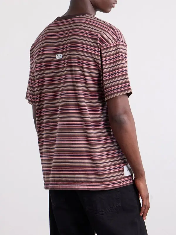 WTAPS Logo-appliquéd Striped Cotton-jersey T-shirt
