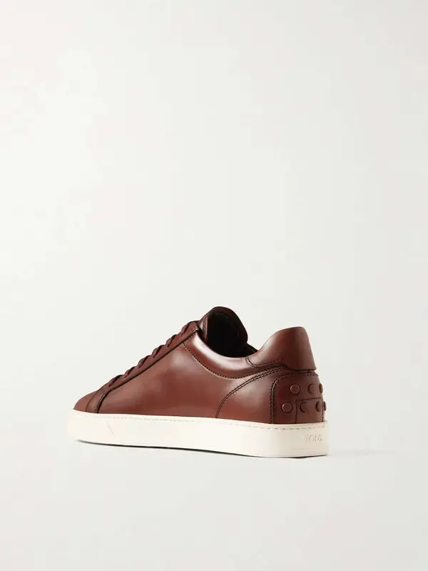 TOD'S Cassetta Rubber-trimmed Glossed-leather Sneakers