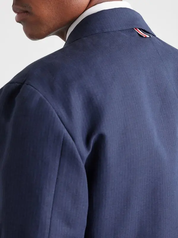 Thom Browne Double-breasted Striped Cotton And Linen-blend Blazer