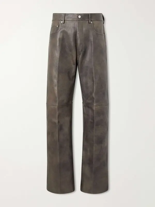 Rick Owens Geth Wide-leg Leather Trousers - Brown
