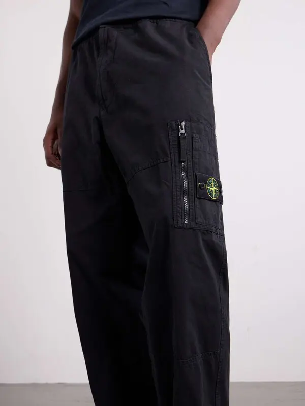 Stone Island Wide-leg Cotton Ripstop Cargo Trousers