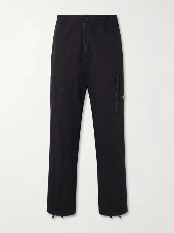 Stone Island Wide-leg Cotton Ripstop Cargo Trousers - Black