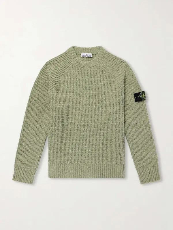 Stone Island Logo-appliquéd Ribbed Cotton-bouclé Sweater