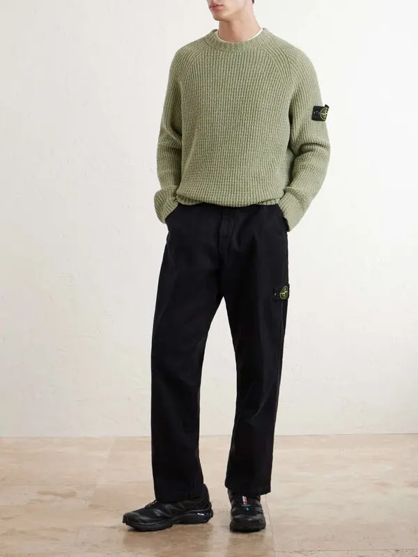 Stone Island Logo-appliquéd Ribbed Cotton-bouclé Sweater