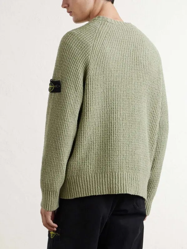 Stone Island Logo-appliquéd Ribbed Cotton-bouclé Sweater