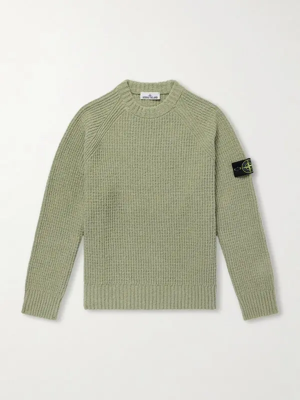 Stone Island Logo-appliquéd Ribbed Cotton Sweater