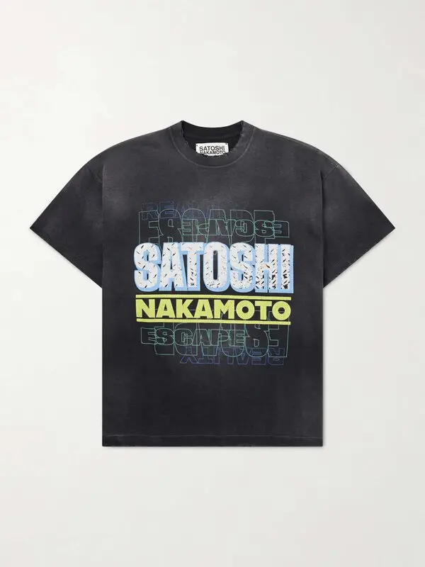 SATOSHI NAKAMOTO Escape Reality Logo-printed Cotton-jersey T-shirt