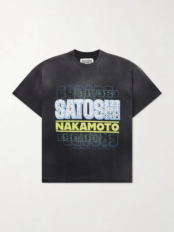 SATOSHI NAKAMOTO Escape Reality Logo-print Cotton-jersey T-shirt