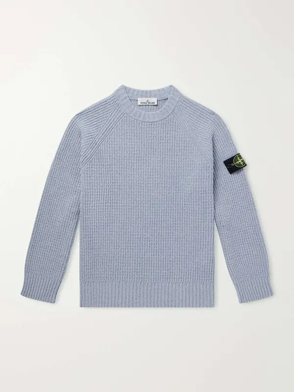 Stone Island Logo-appliquéd Ribbed Cotton-blend Sweater