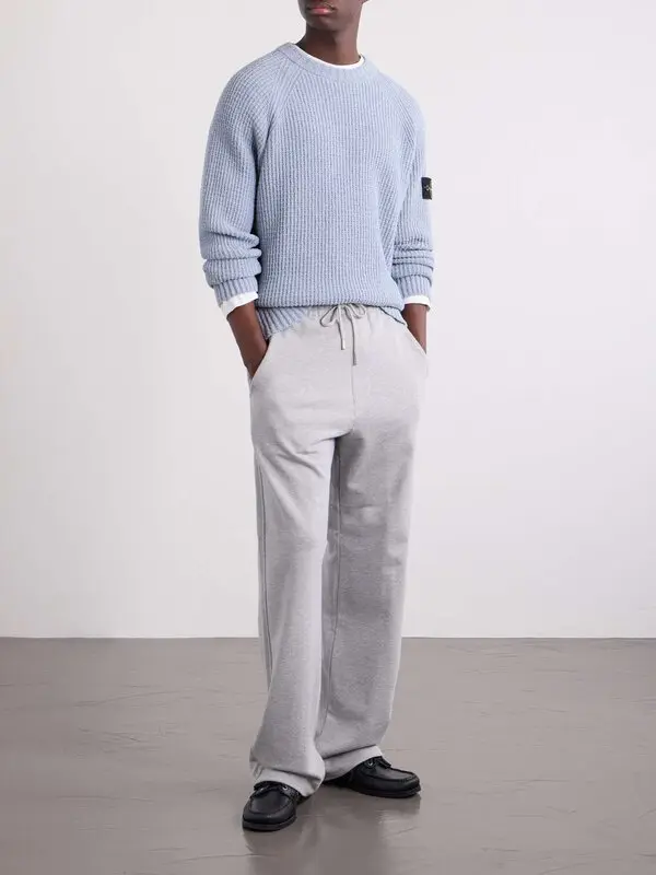 Stone Island Logo-appliquéd Ribbed Cotton-blend Sweater