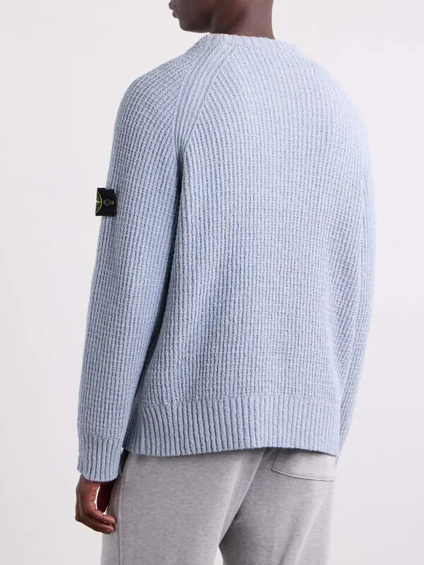 Stone Island Logo-appliquéd Ribbed Cotton-blend Sweater
