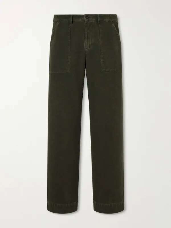 Massimo Alba New Regata Straight-leg Brushed Cotton Trousers - Green