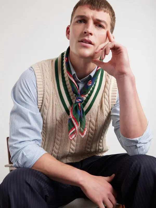 DRAKE'S Printed Cotton And Silk-blend Scarf