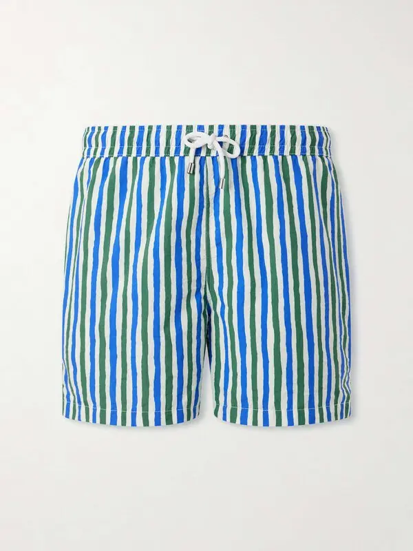 DRAKE'S Straight-leg Mid-length Striped Swim Shorts