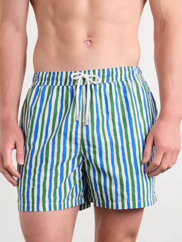 DRAKE'S Straight-leg Mid-length Striped Swim Shorts