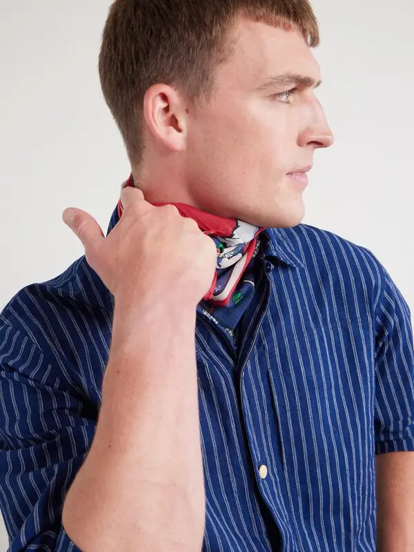 DRAKE'S Printed Cotton And Silk-blend Scarf