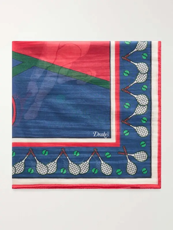 DRAKE'S Printed Cotton And Silk-blend Scarf