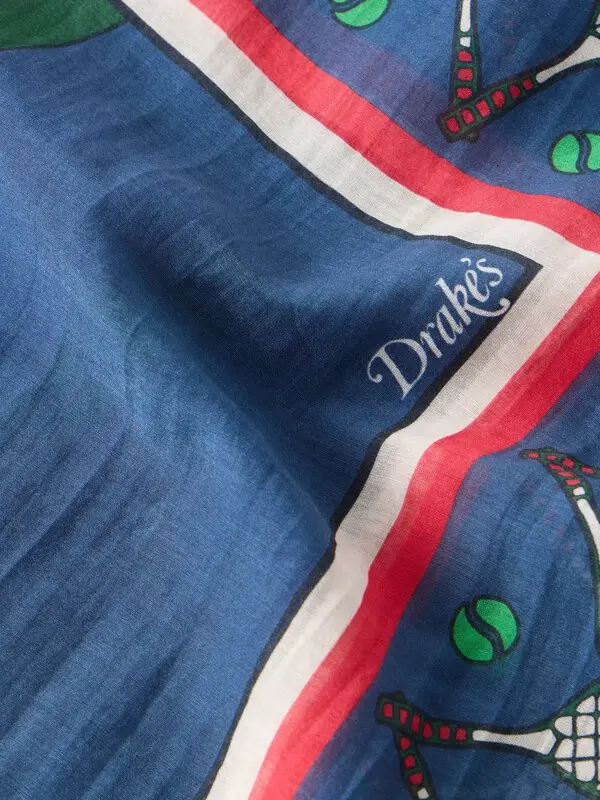DRAKE'S Printed Cotton And Silk-blend Scarf