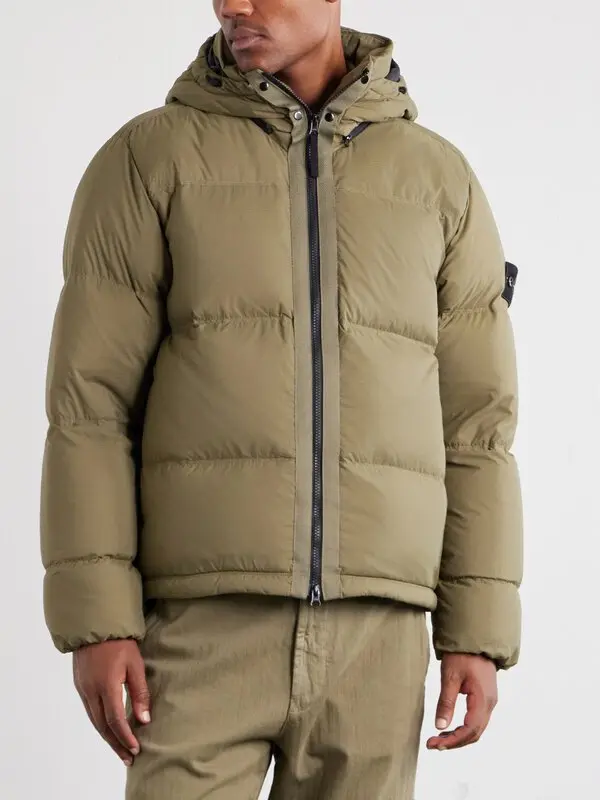 Stone Island Padded Quilted Hooded Down Jacket - Green