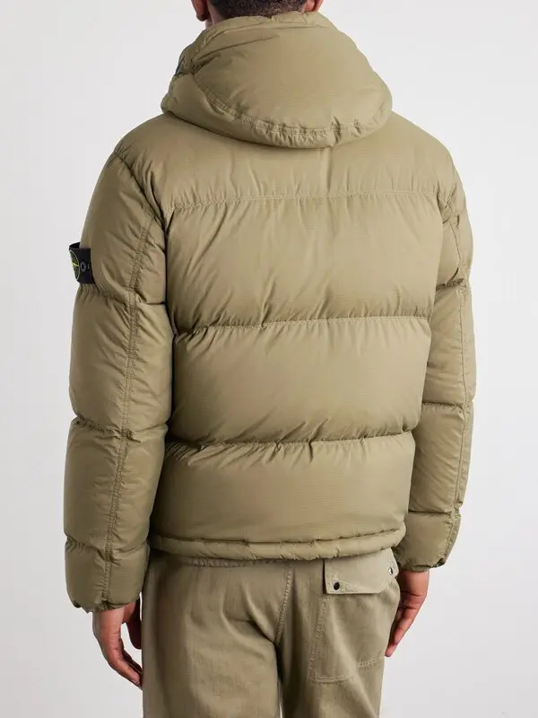 Stone Island Padded Quilted Hooded Down Jacket - Green