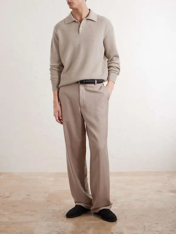 LARDINI Knitted Wool And Cashmere-blend Polo Shirt